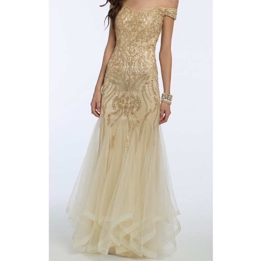 Gold, Elegant Prom Dress - Gem